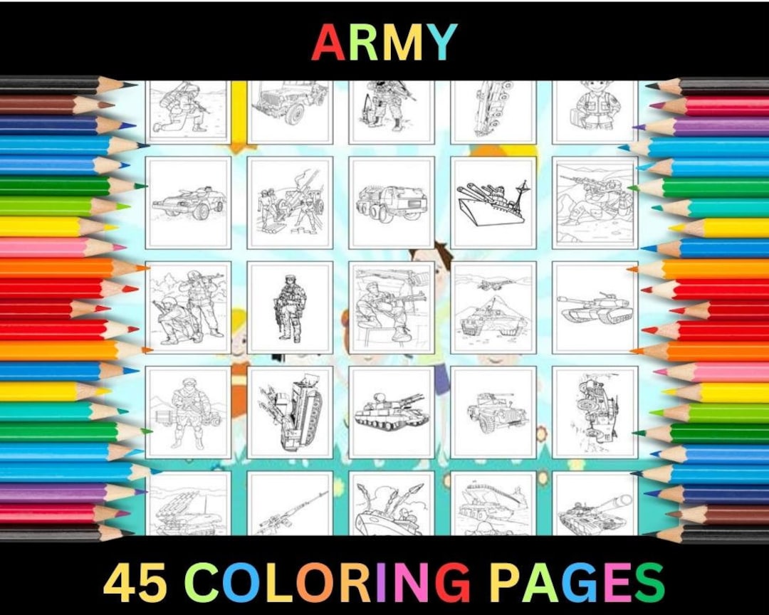 Printable Army Coloring Pages for Kids & Adults | 45 Pages | Instant ...