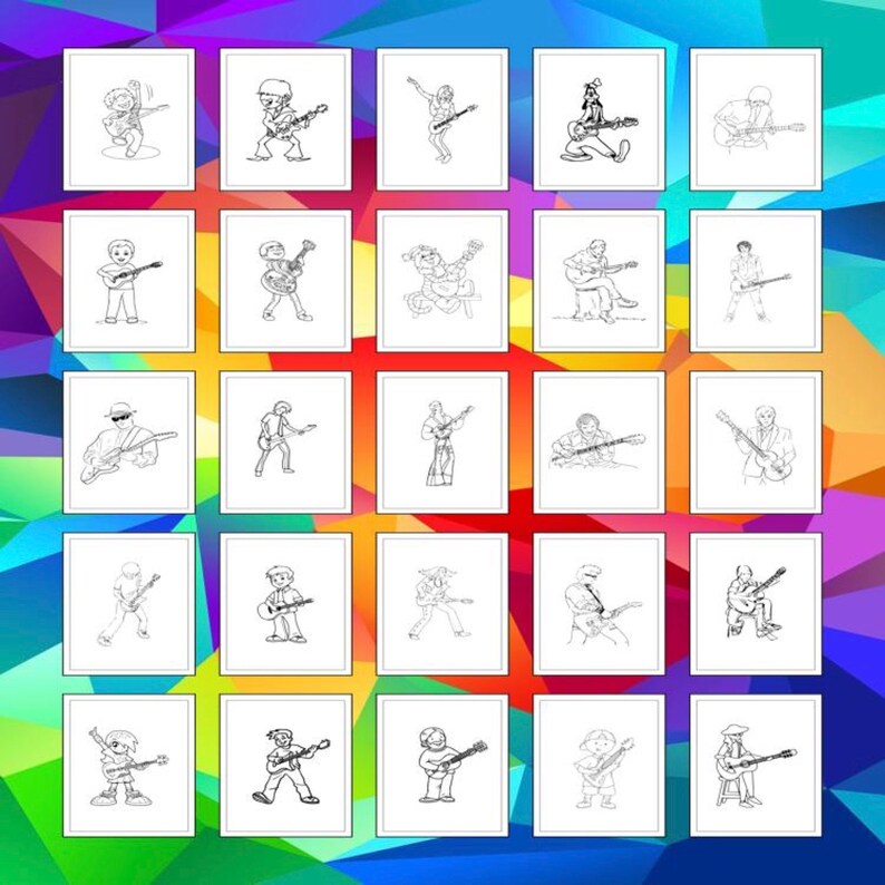 Printable Guitar Player Coloring Pages for Kids & Adults | 25 Pages ...