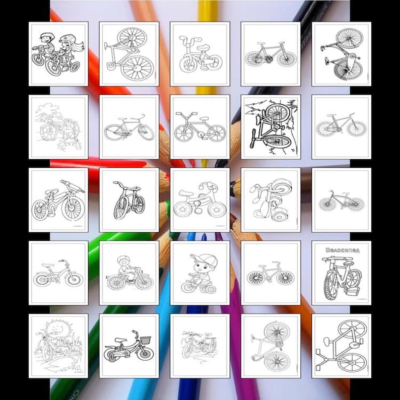 Printable Bicycle Coloring Pages for Kids & Adults | 35 Pages | Instant ...