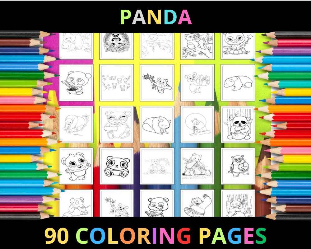 Printable Panda Coloring Pages for Kids and Adults 90 Pages Instant ...