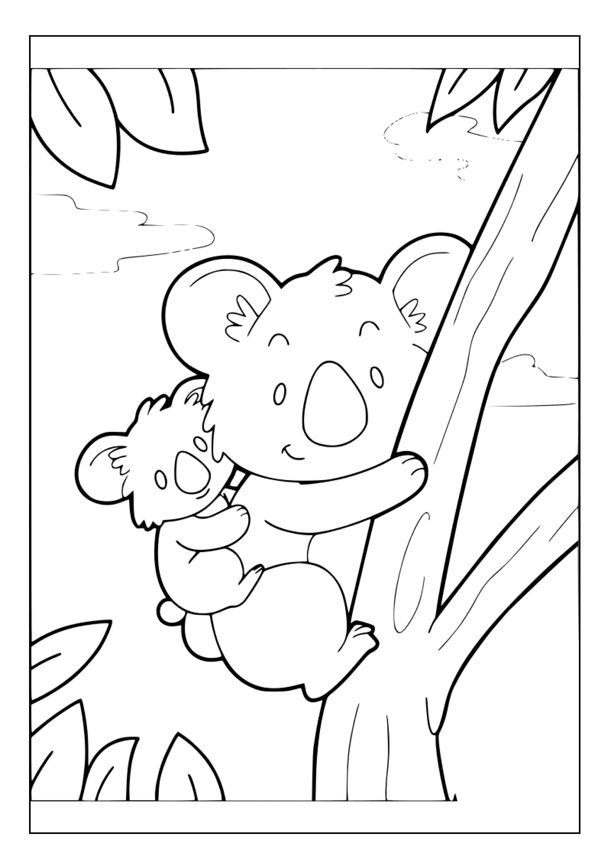 Printable Koala Coloring Pages for Kids and Adults 100 Pages Instant ...