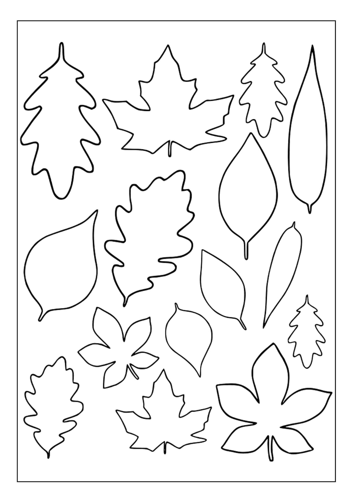 Printable Leaves Coloring Pages for Kids & Adults 80 Pages Digital ...