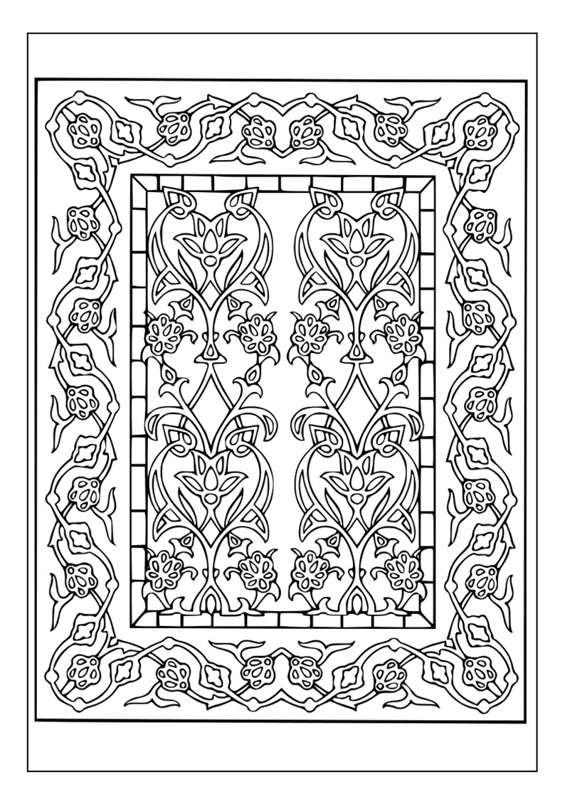 Printable Tiles Coloring Pages for Kids & Adults | 30 Pages | Instant ...