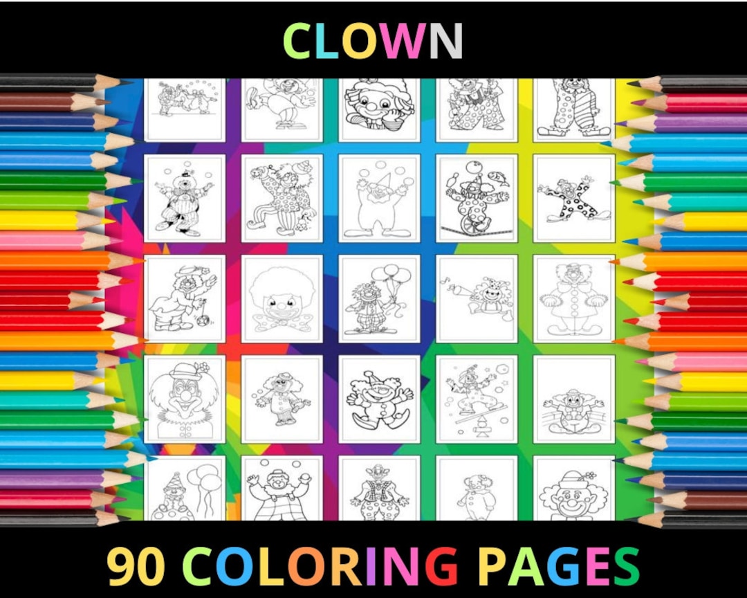 Printable Clown Coloring Pages for Kids and Adults | 90 Pages | Instant ...