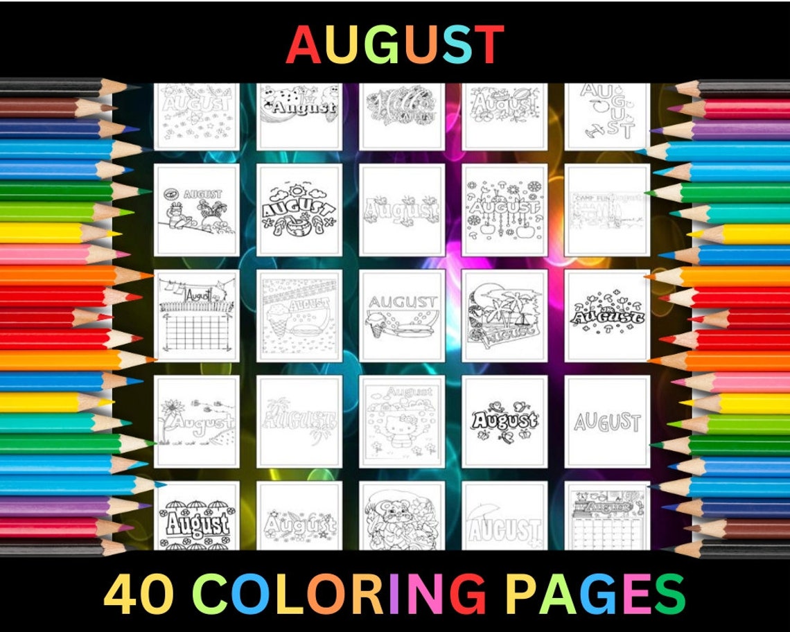 Printable August Coloring Pages for Kids & Adults | 40 Pages | Instant ...