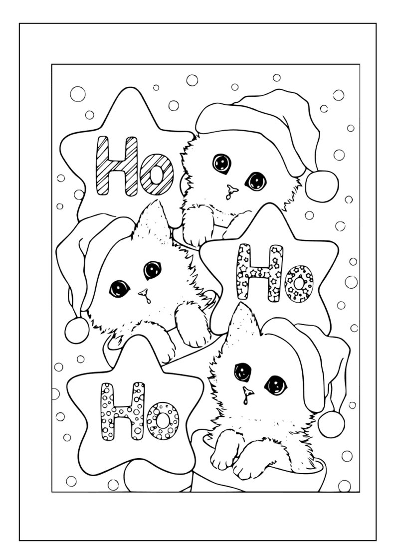Printable Christmas Cat Coloring Pages for Kids & Adults | 90 Pages ...