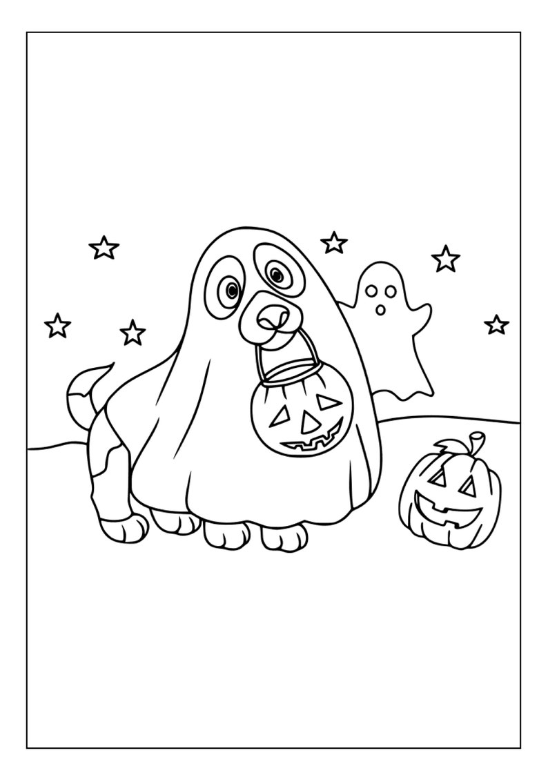Printable Halloween Dog Coloring Pages for Kids and Adults | 55 Pages ...