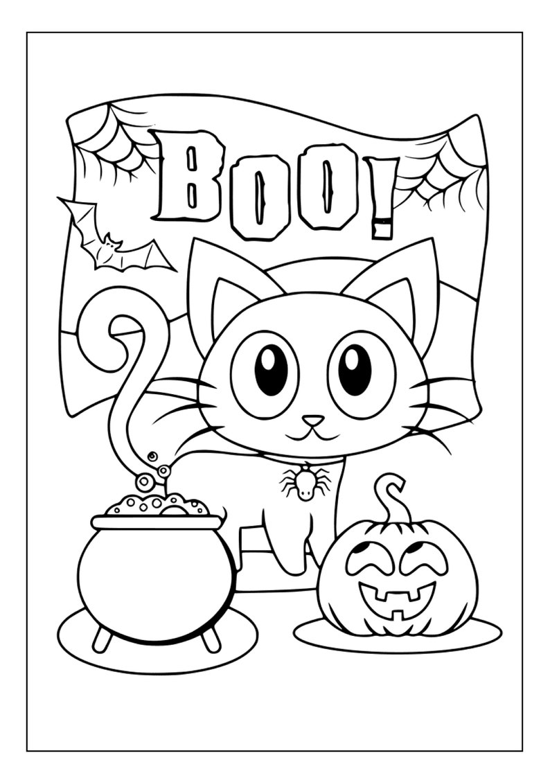 Printable Halloween Cat Coloring Pages for Kids and Adults | 100 Pages ...