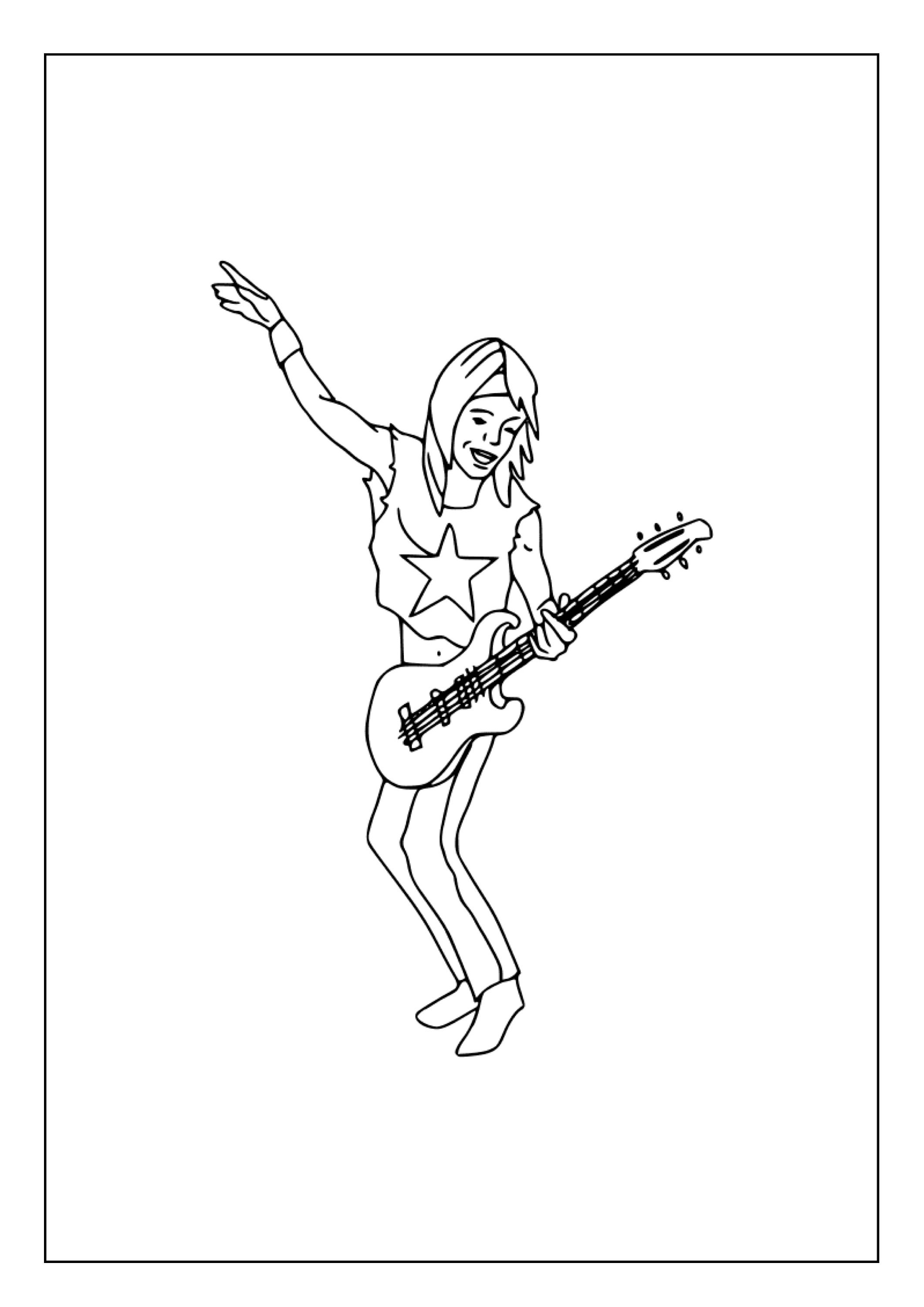Printable Guitar Player Coloring Pages for Kids & Adults 25 Pages ...