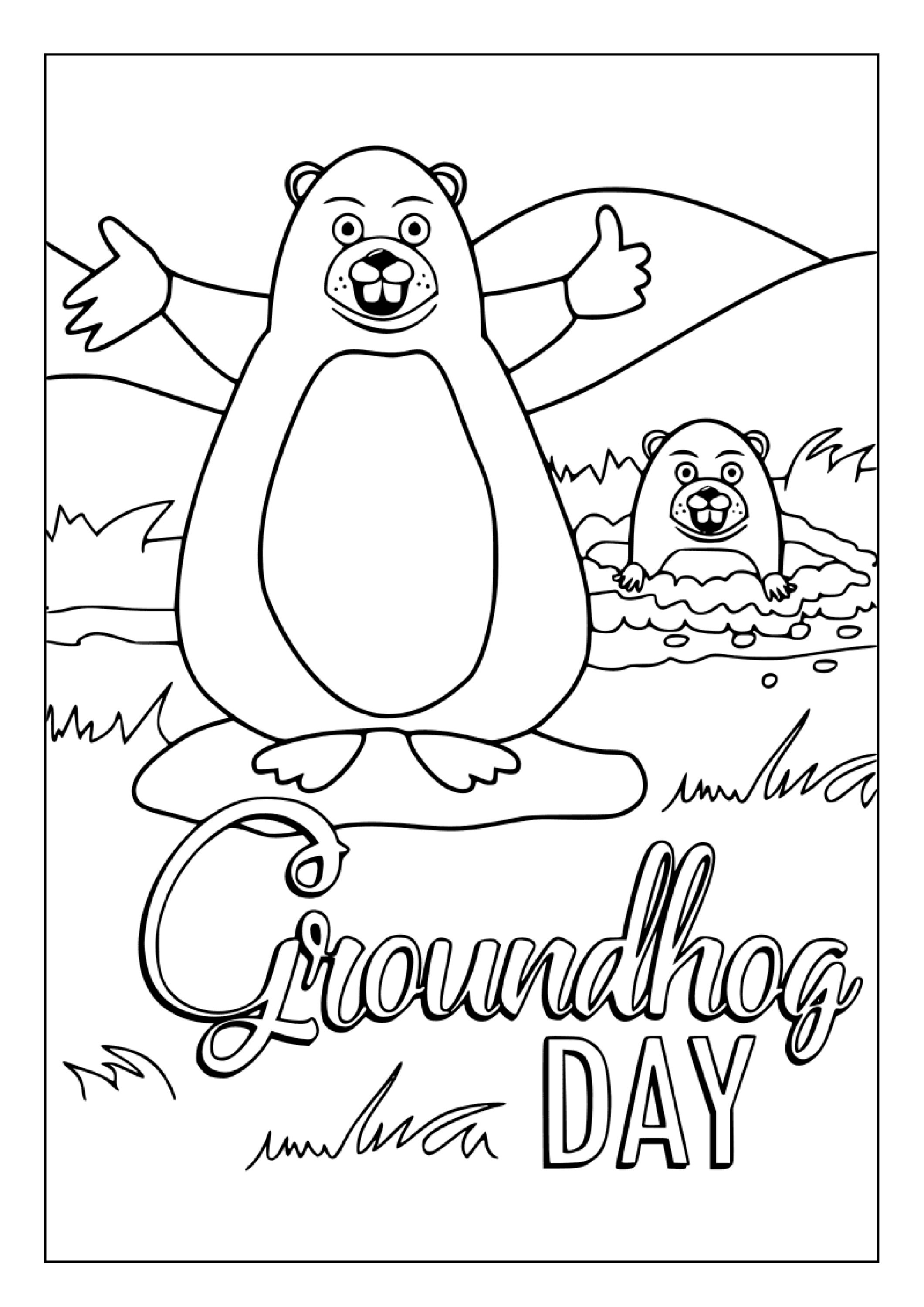 Printable Groundhog Day Coloring Pages for Kids and Adults 60 Pages ...