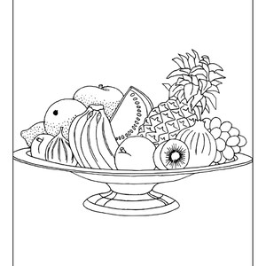 Printable Fruit Coloring Pages for Kids and Adults | 40 Pages | Instant ...
