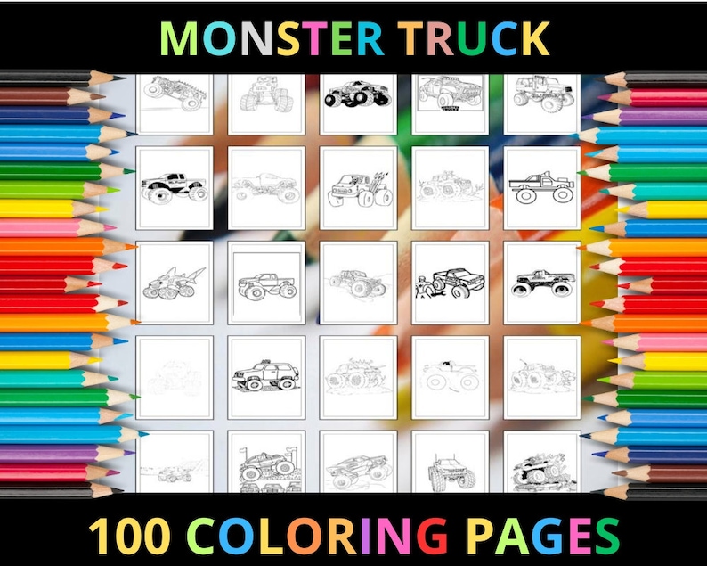 Printable Monster Truck Coloring Pages for Kids and Adults | 100 Pages ...