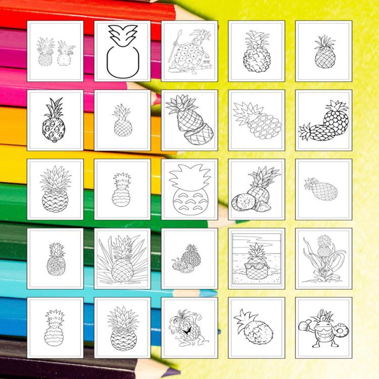 Printable Pineapple Coloring Pages for Kids and Adults | 95 Pages ...