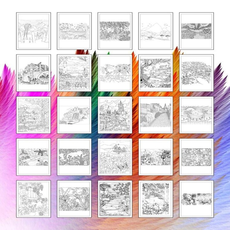 Printable Scenery Coloring Pages for Kids and Adults | 50 Pages ...