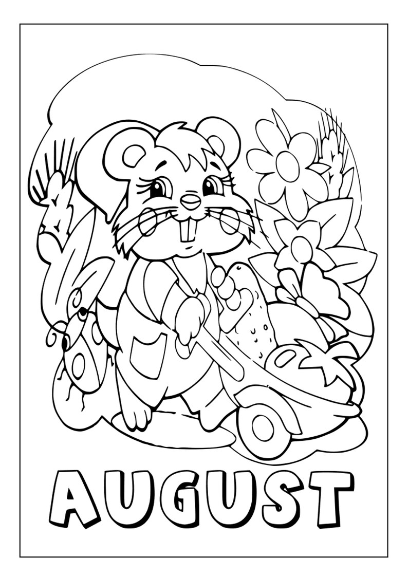Printable August Coloring Pages for Kids & Adults | 40 Pages | Instant ...