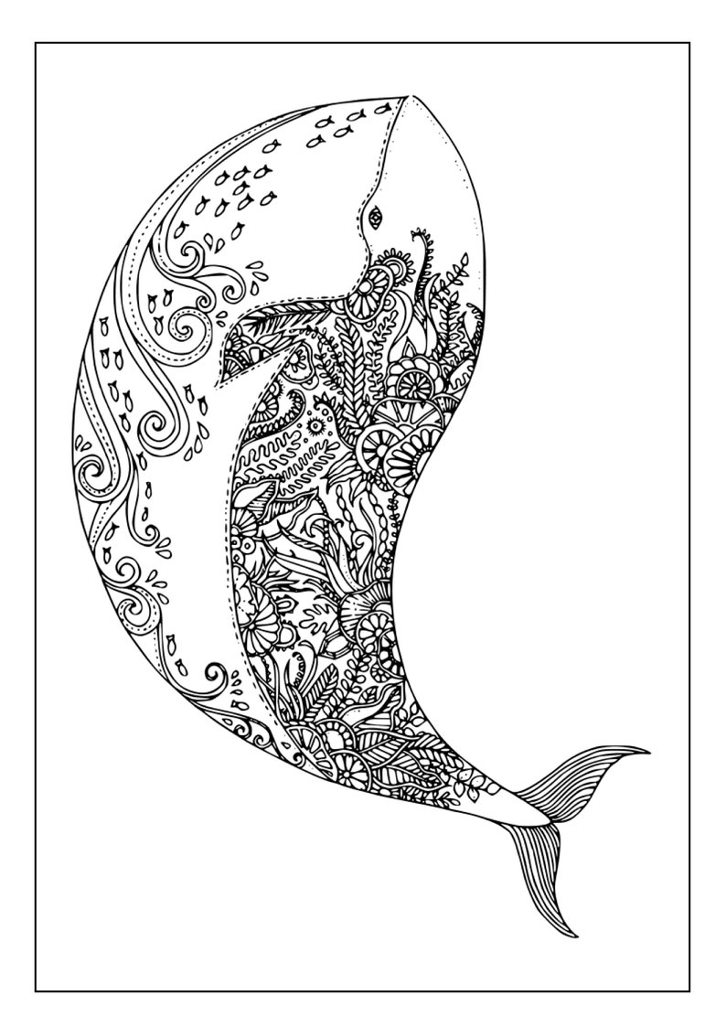 Printable Zentangle Fish Coloring Pages for Kids & Adults | 25 Pages ...
