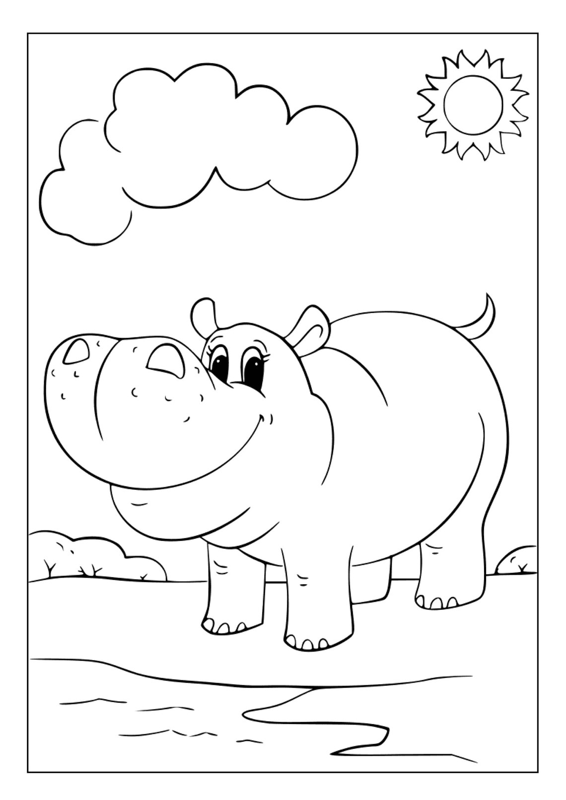 Printable Hippo Coloring Pages for Kids and Adults | 90 Pages | Instant ...