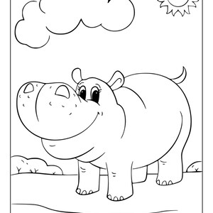 Printable Hippo Coloring Pages for Kids and Adults | 90 Pages | Instant ...