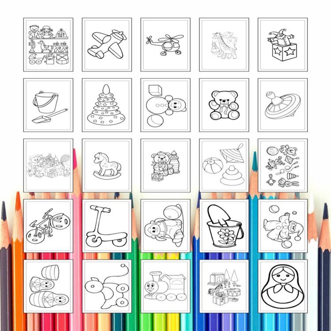 Printable Toys Coloring Pages for Kids & Adults | 40 Pages | Instant ...