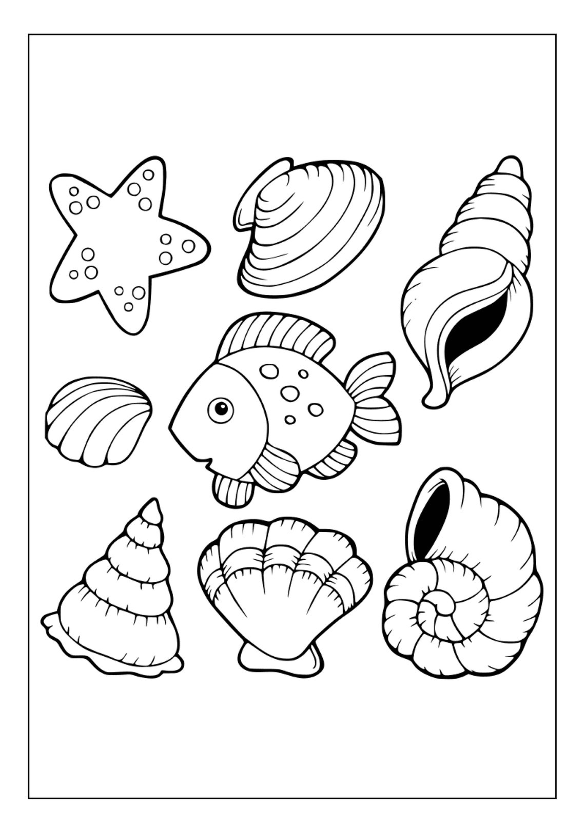 Printable Seashell Coloring Pages for Kids and Adults | 100 Pages ...