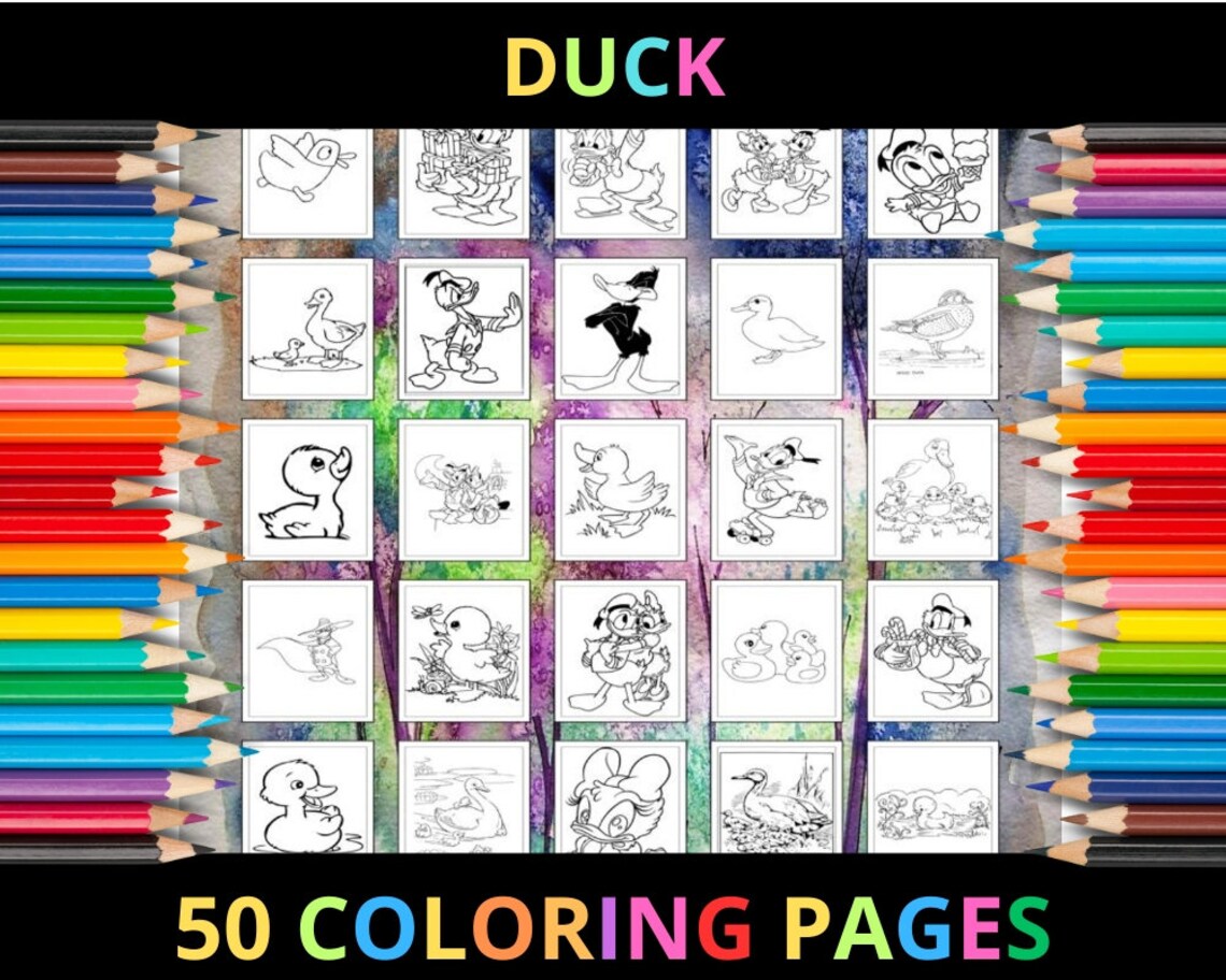 Printable Ducks Coloring Pages for Kids and Adults 50 Pages Instant ...