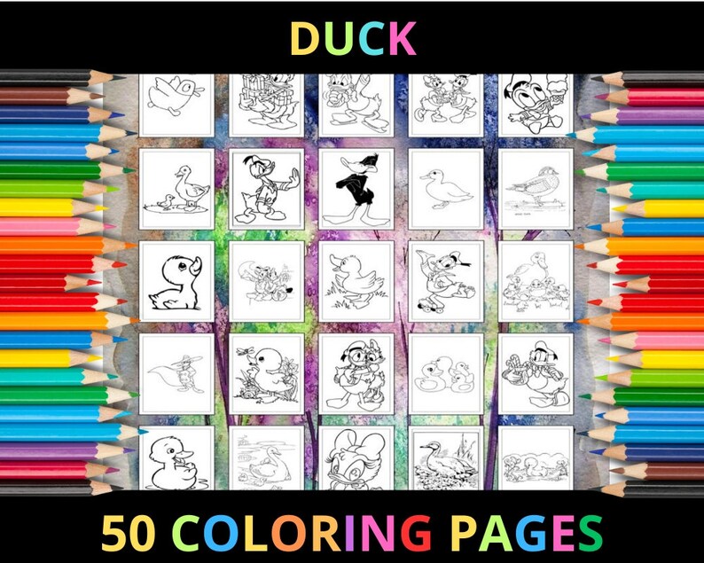 Printable Ducks Coloring Pages for Kids and Adults | 50 Pages | Instant ...
