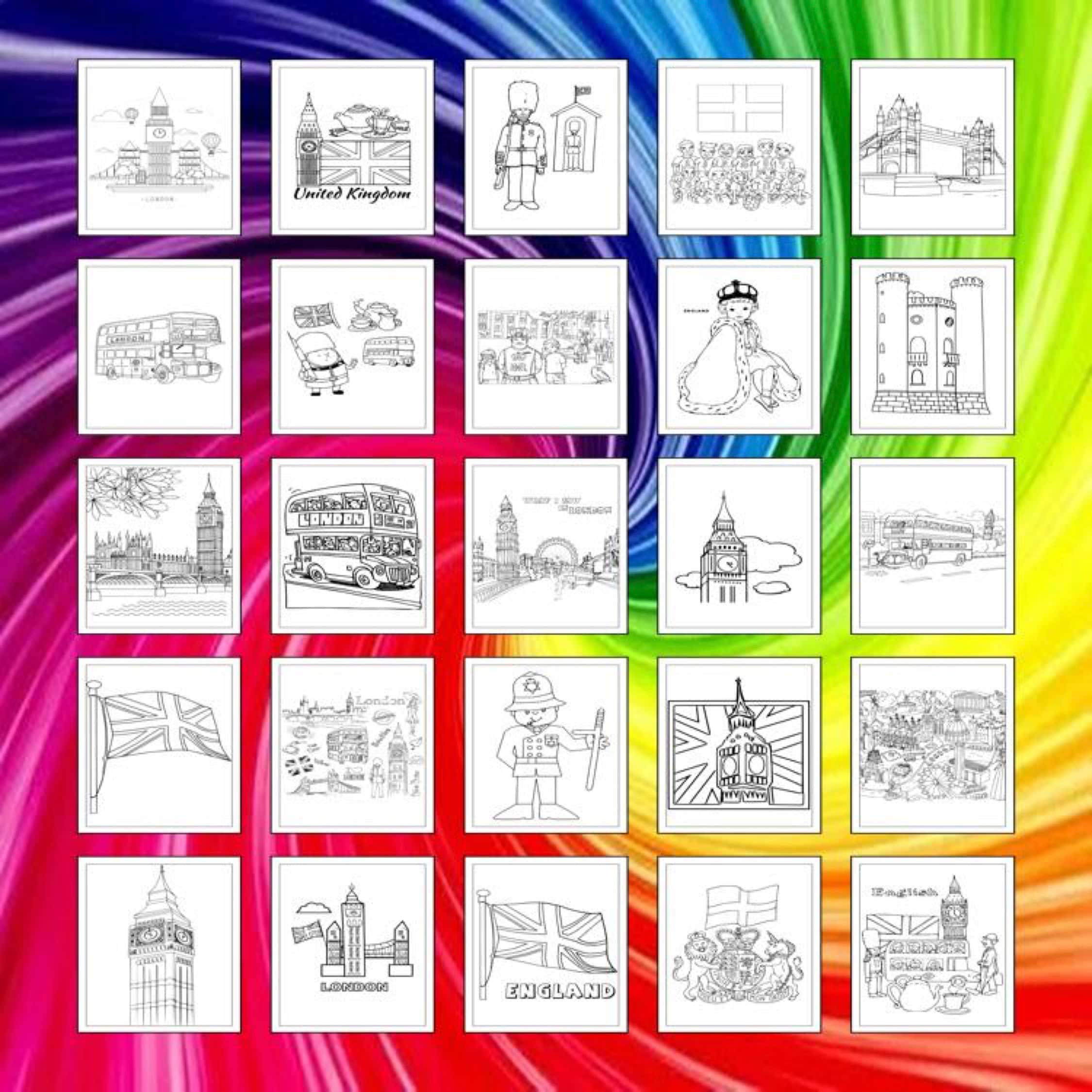 Printable England Coloring Pages for Kids & Adults | 50 Pages | Instant ...