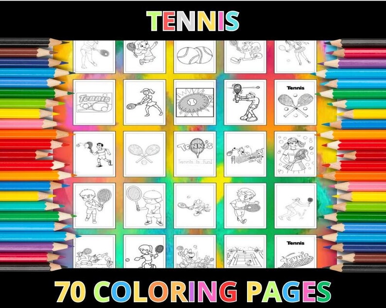 Printable Tennis Coloring Pages for Kids & Adults | 70 Pages | Instant ...