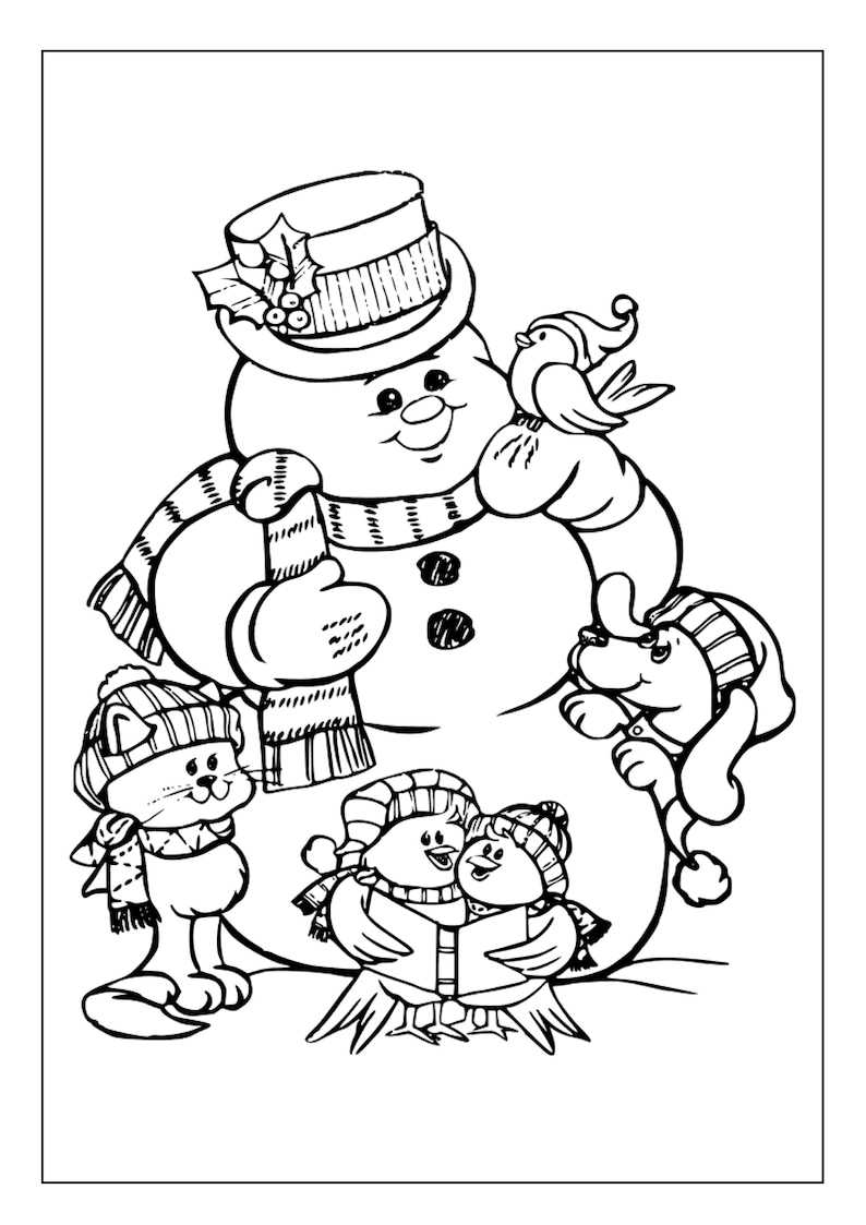 Printable Christmas Animals Coloring Pages for Kids & Adults, 100 Pages ...