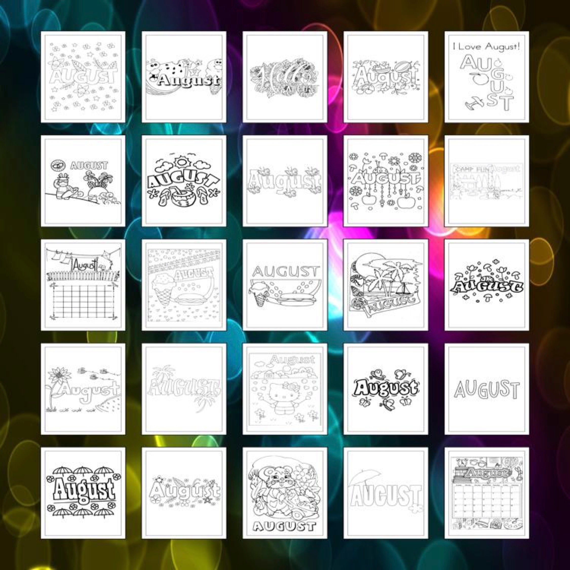 Printable August Coloring Pages for Kids & Adults | 40 Pages | Instant ...