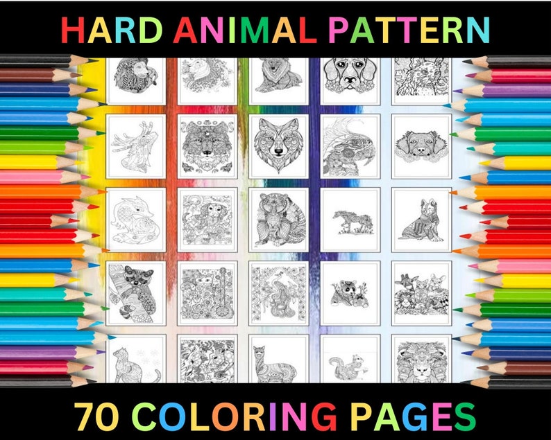 Printable Hard Animal Pattern Coloring Pages for Kids & Adults | 70 ...