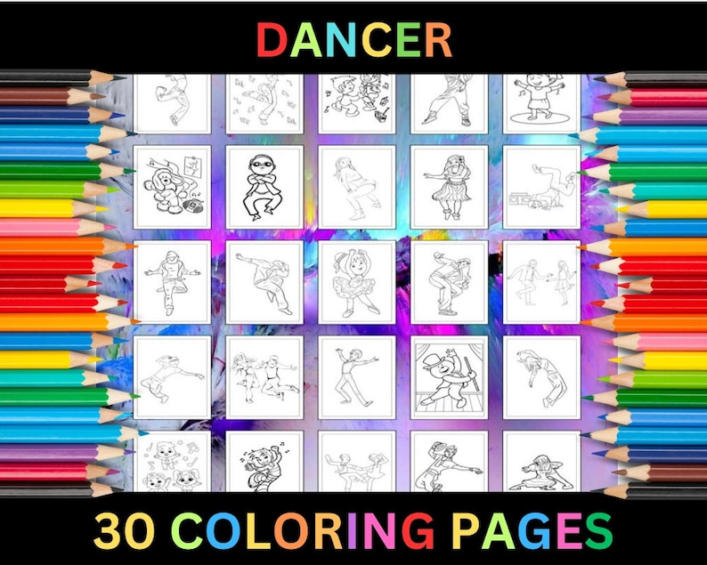 Printable Dancer Coloring Pages for Kids & Adults | 30 Pages | Instant ...