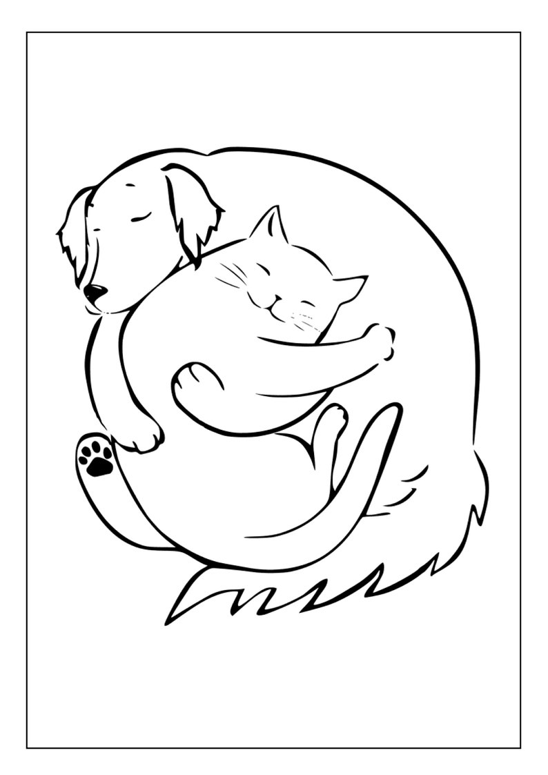 Printable Dogs and Cats Coloring Pages for Kids and Adults 90 Pages ...