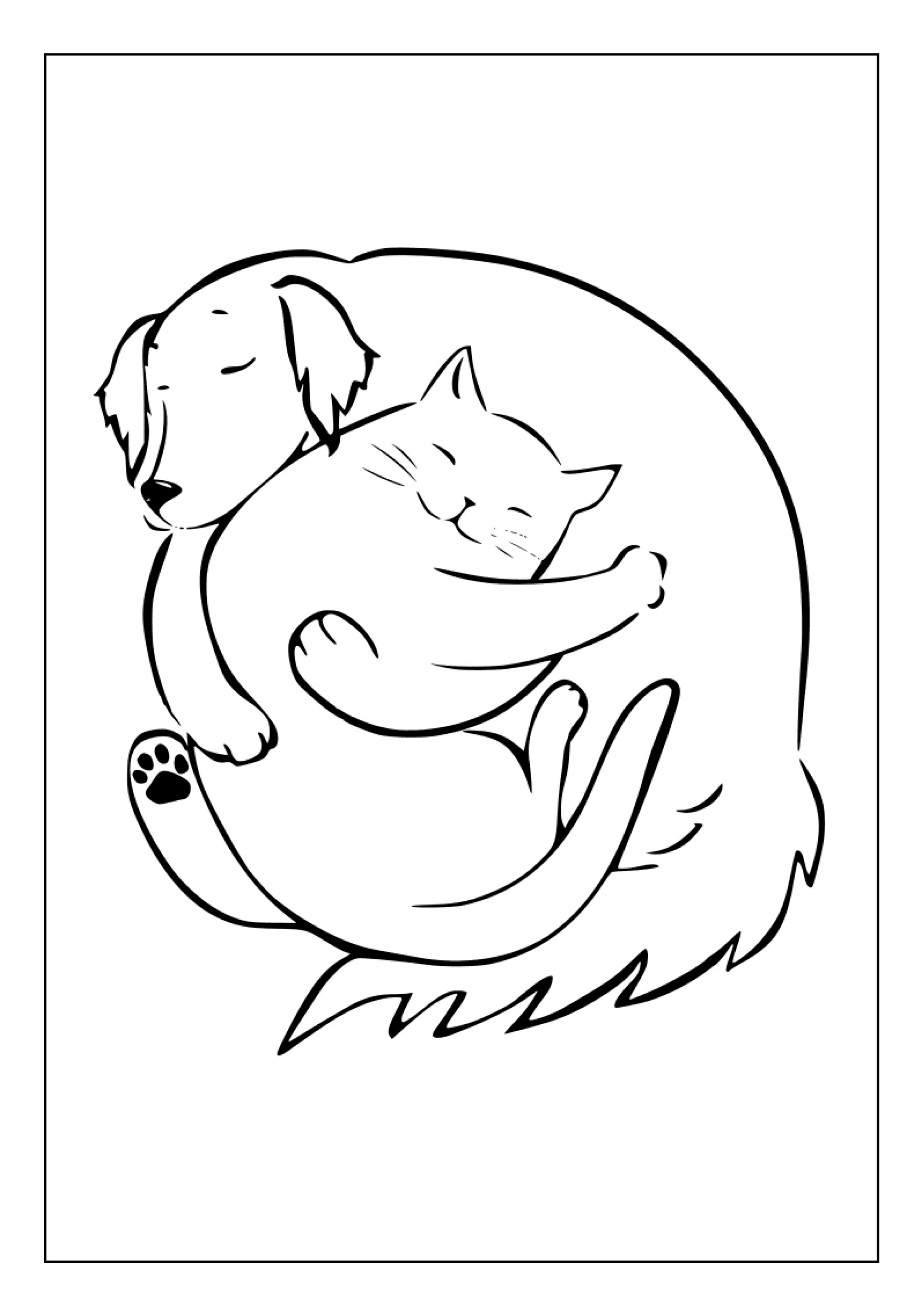 Printable Dogs and Cats Coloring Pages for Kids and Adults 90 Pages ...