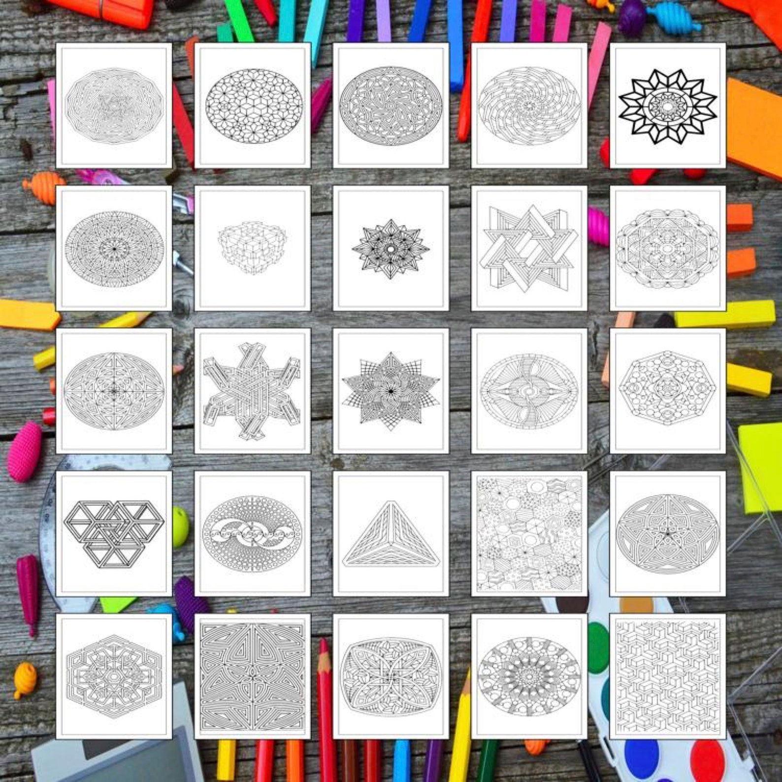 Printable Geometric Coloring Pages for Kids and Adults | 100 Pages ...