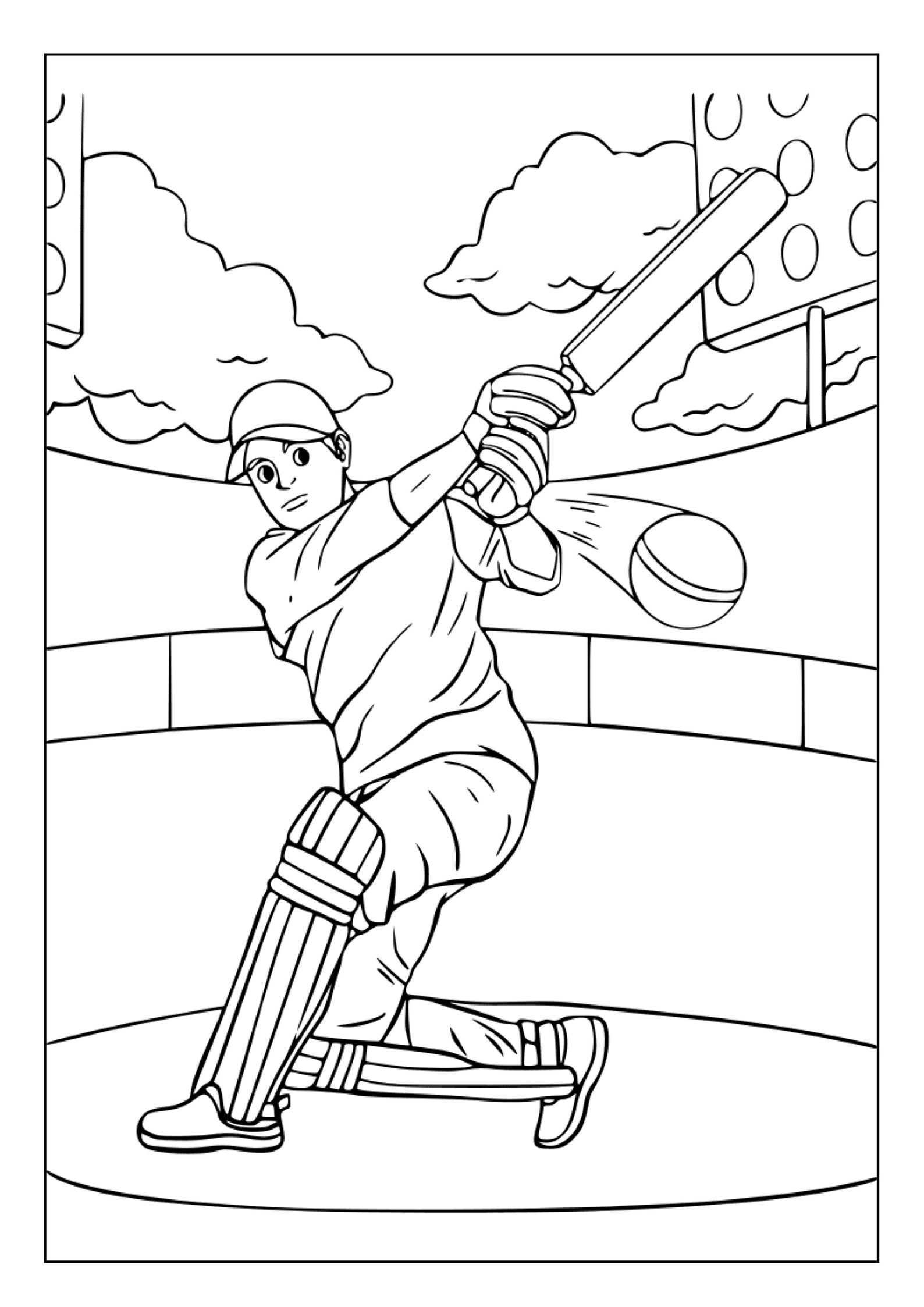 Printable Cricket Game Coloring Pages for Kids & Adults | 30 Pages ...
