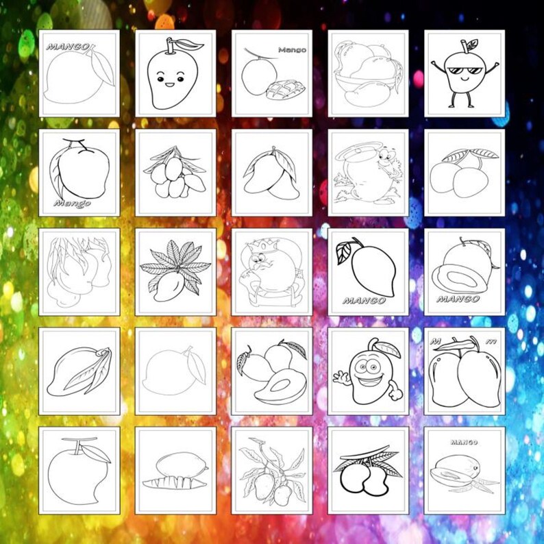 Printable Mango Coloring Pages for Kids & Adults | 30 Pages | Instant ...