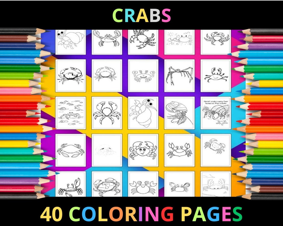Printable Crabs Coloring Pages for Kids and Adults 40 Pages Instant ...