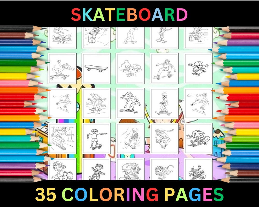 Printable Skateboard Coloring Pages for Kids & Adults | 35 Pages ...