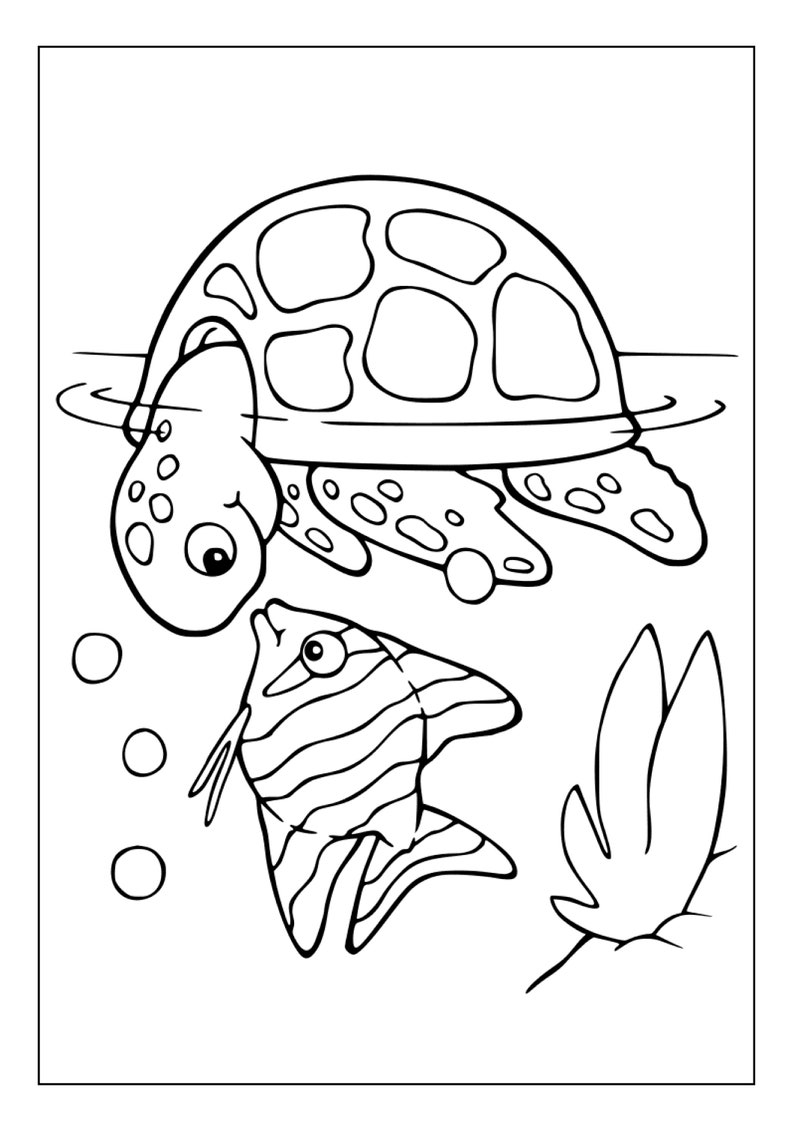 Printable Turtles Coloring Pages for Kids and Adults 100 Pages Instant ...
