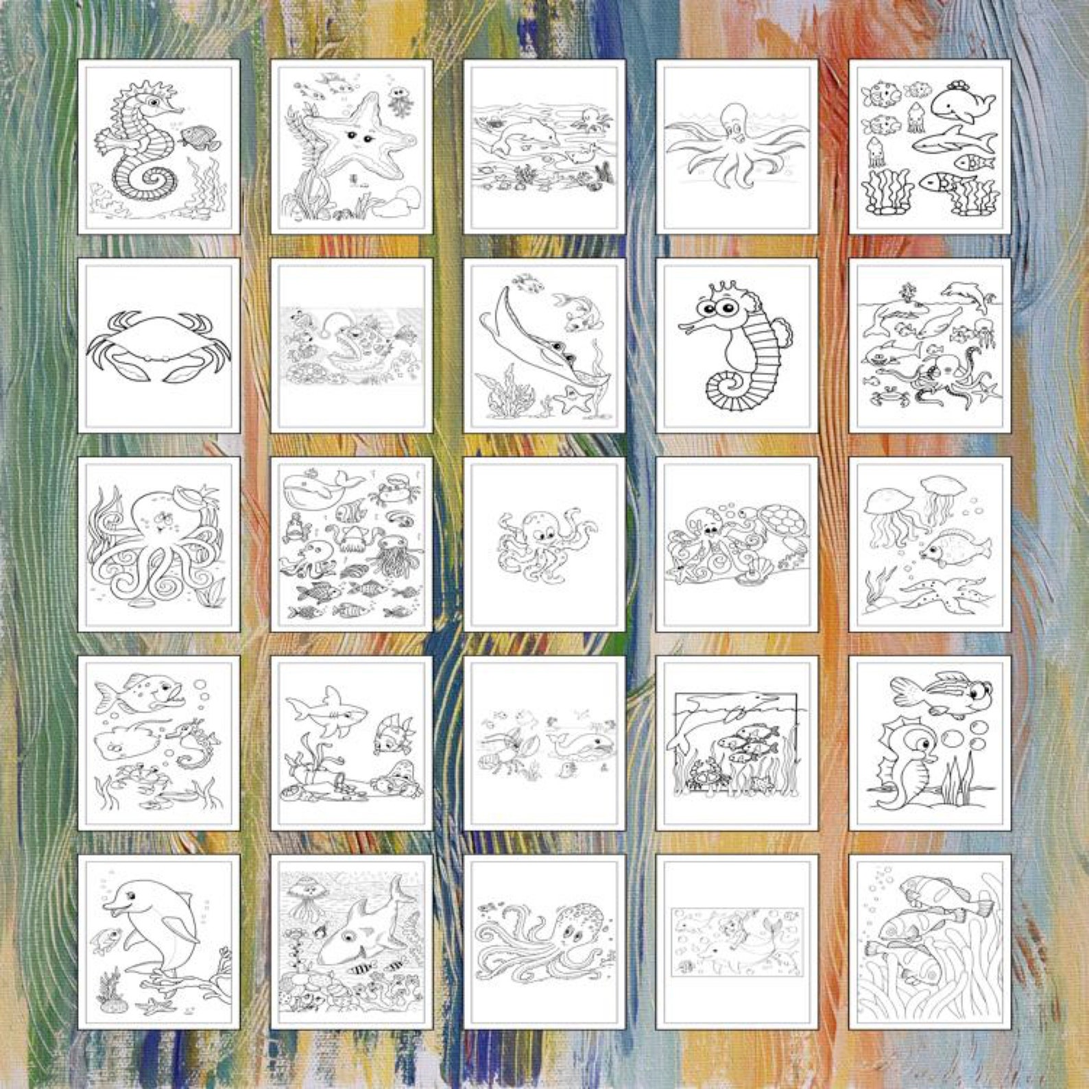 Printable Ocean Coloring Pages for Kids and Adults | 80 Pages | Instant ...