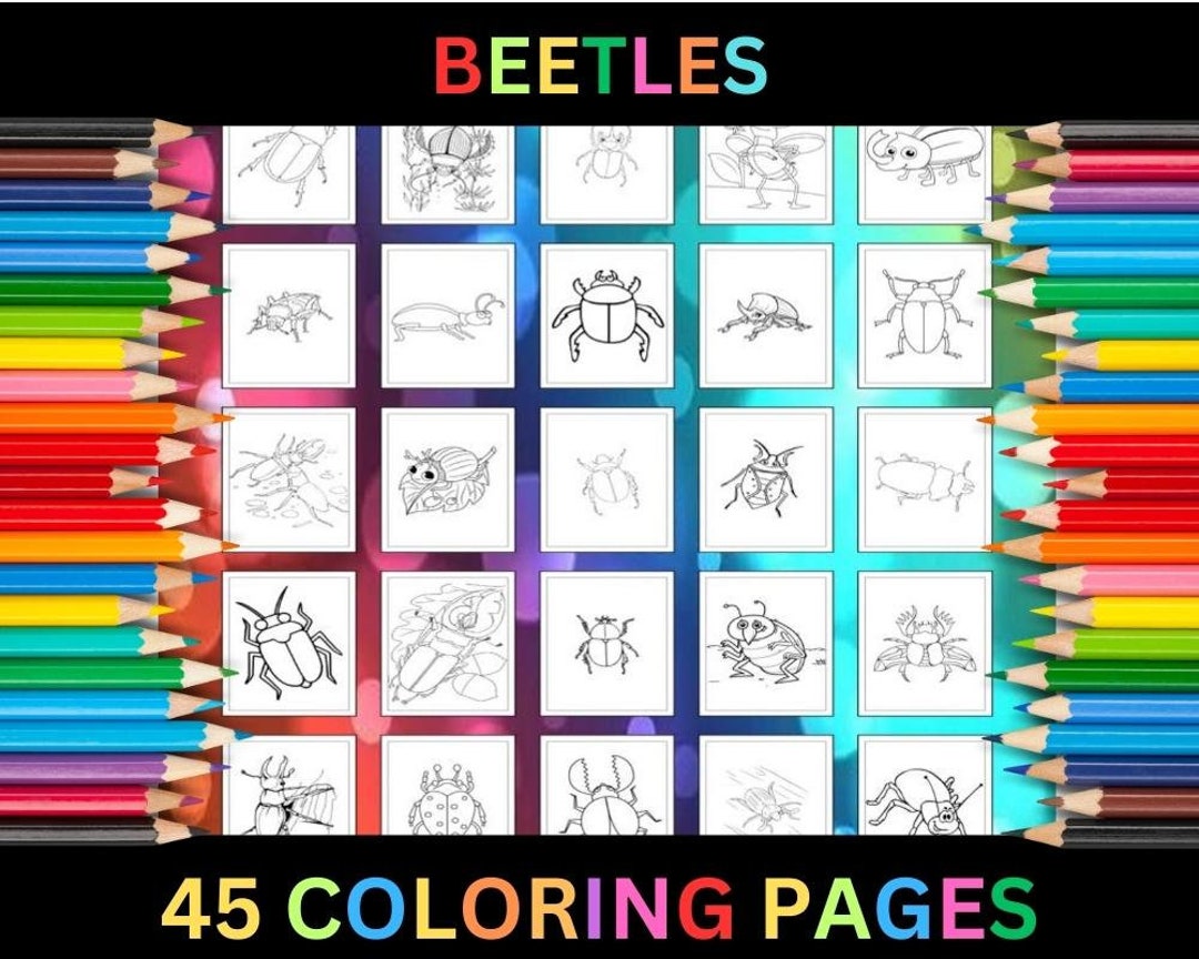 Printable Beetles Coloring Pages for Kids & Adults | 45 Pages | Instant ...