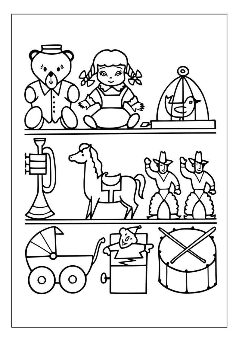Printable Toys Coloring Pages for Kids & Adults | 40 Pages | Instant ...
