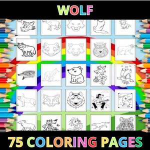 Printable Wolf Coloring Pages for Kids & Adults | 75 Pages | Instant ...