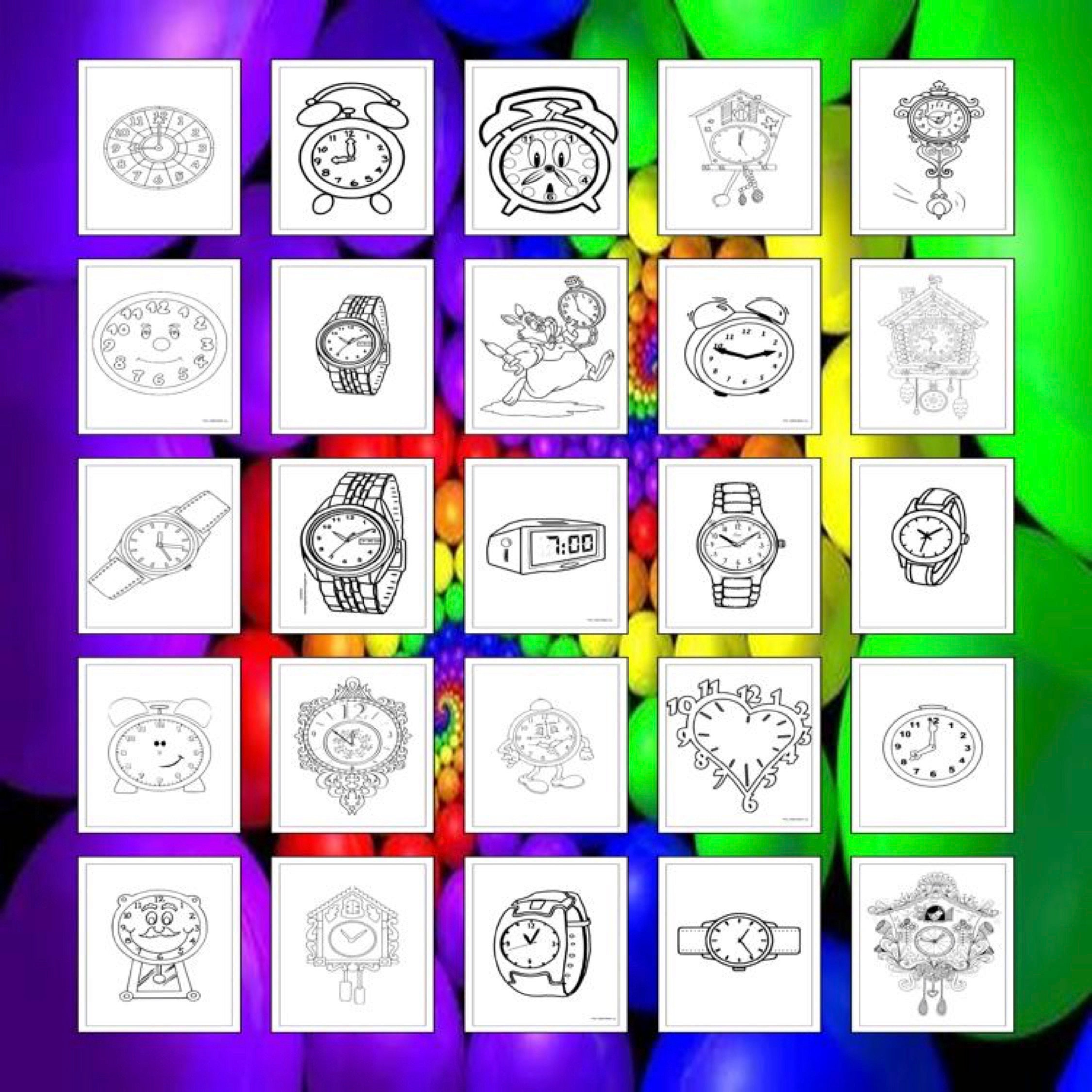 Printable Watch Clock Coloring Pages for Kids & Adults | 45 Pages ...