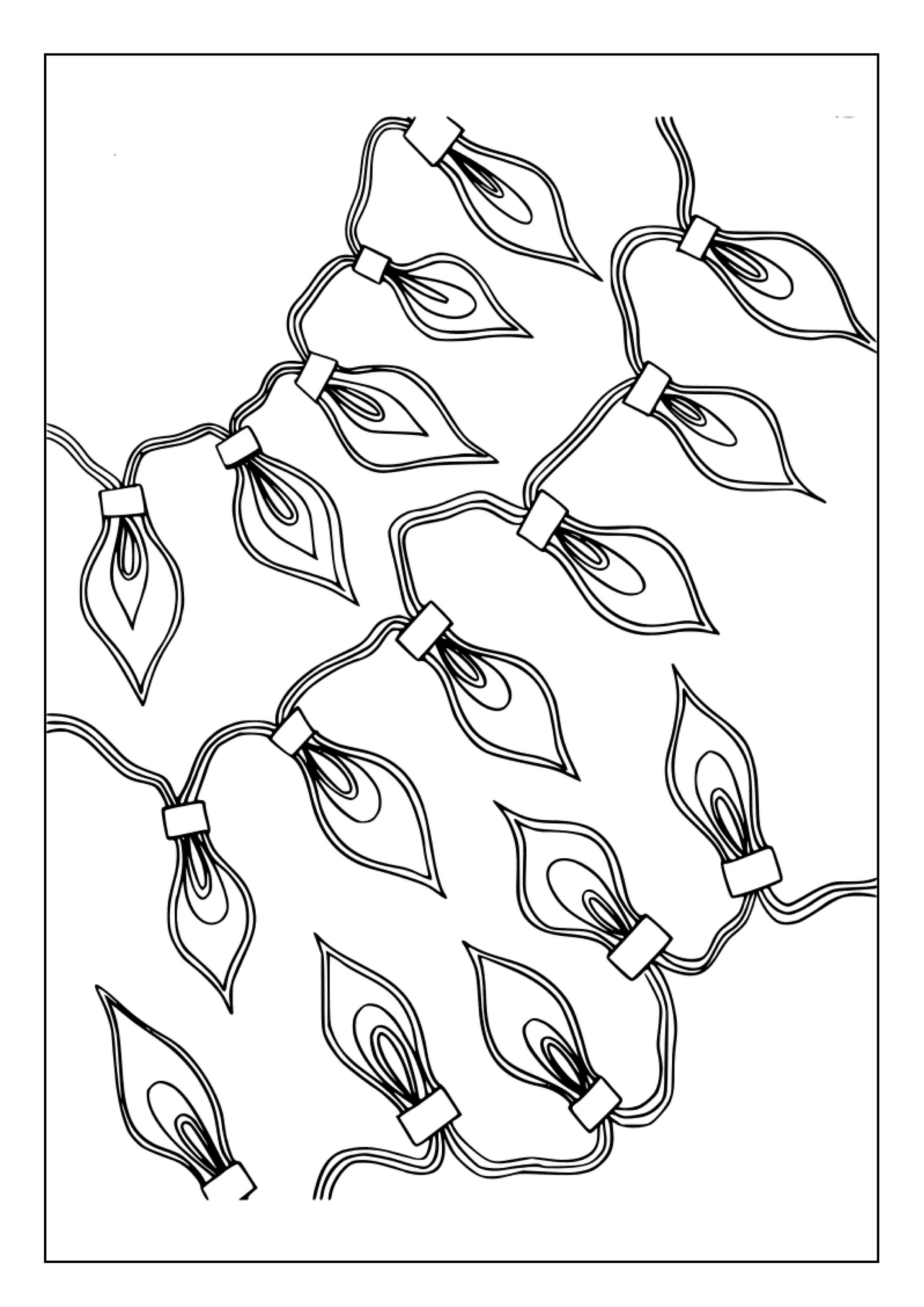 Printable Christmas Lights Coloring Pages for Kids & Adults | 45 Pages ...