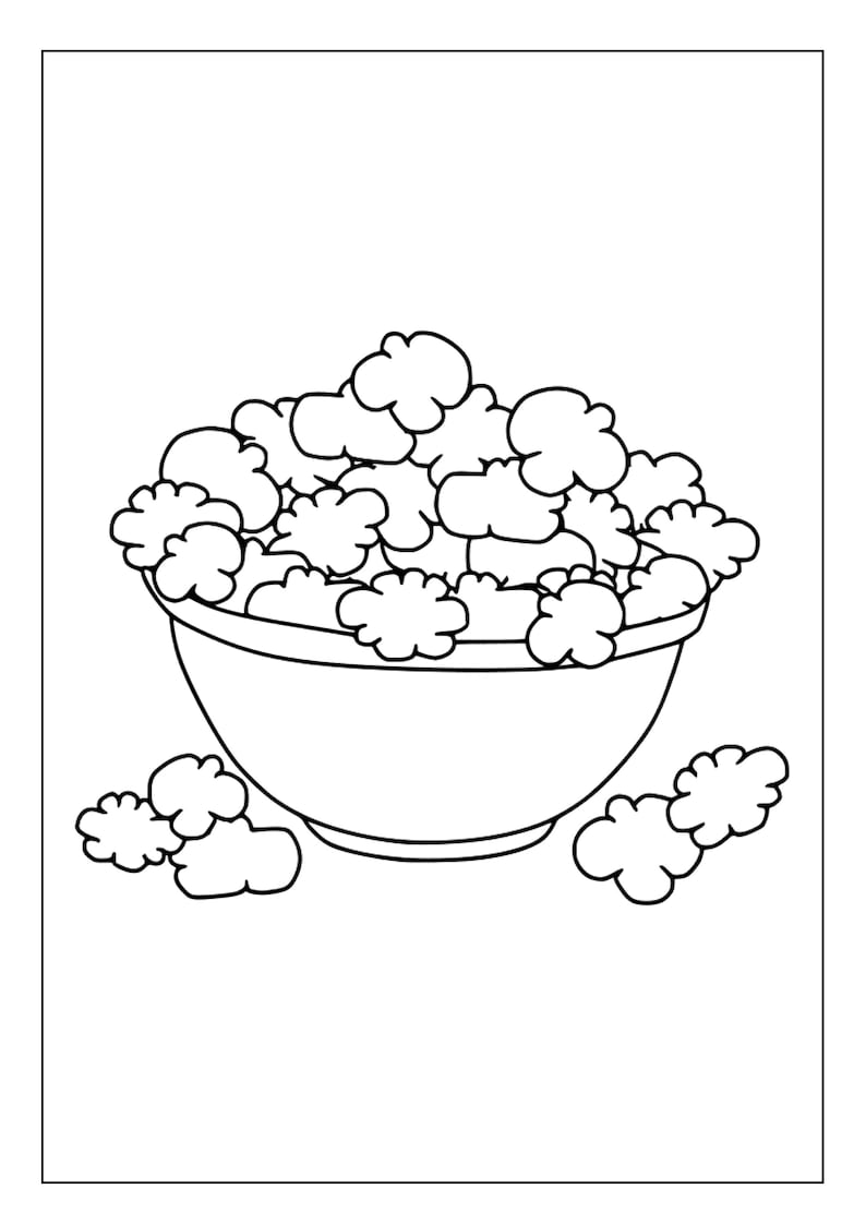 Printable Popcorn Coloring Pages for Kids and Adults 90 - Etsy