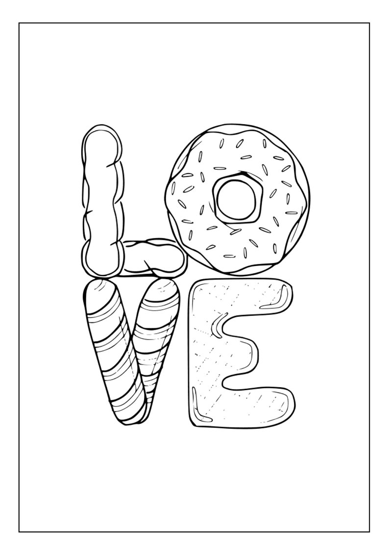 Printable Donut Coloring Pages for Kids and Adults | 90 Pages | Instant ...