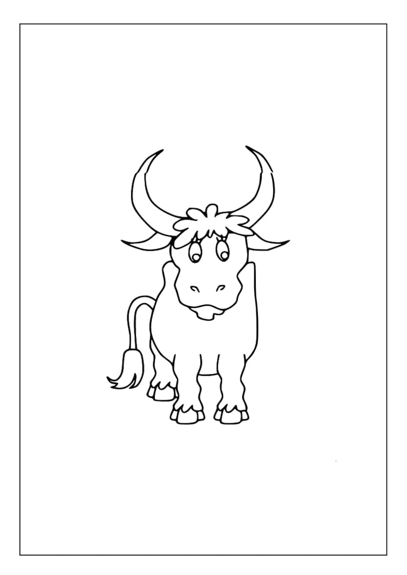 Printable Bull Coloring Pages for Kids & Adults | 40 Pages | Instant ...