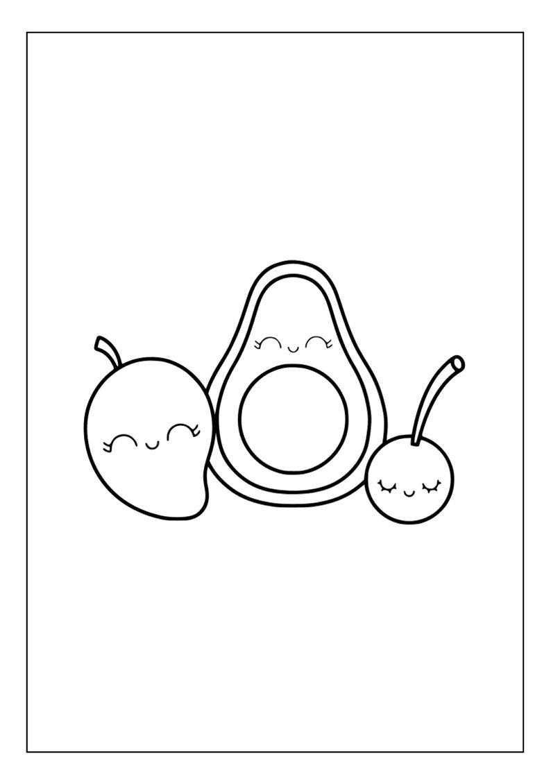 Printable Avocado Coloring Pages for Kids & Adults | 35 Pages | Instant ...
